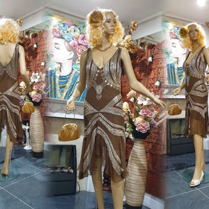 1920's Flapper Dress, Chocolate Brown Silk Flapper, Peaky Blinders Bias ...