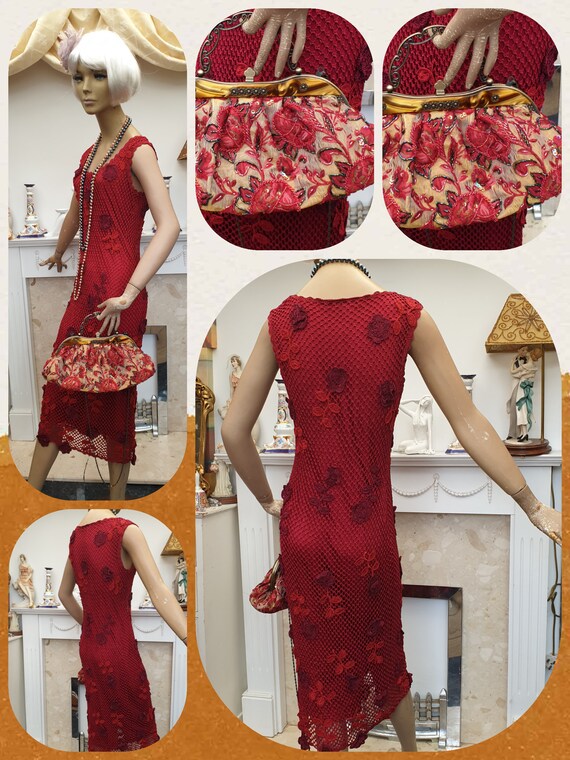 20's 30s Flapper Dress Vintage Crochet Evening Dress … - Gem