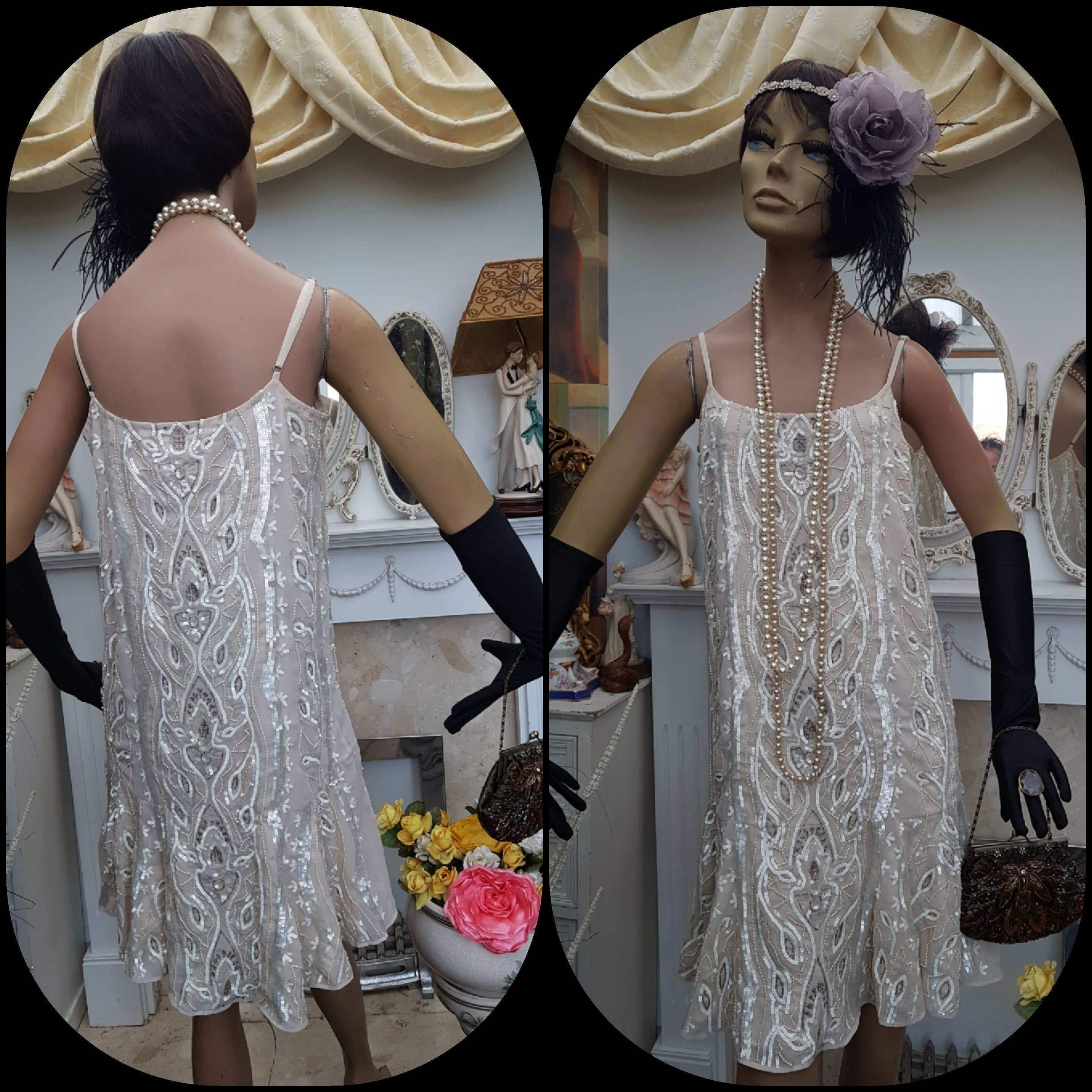 1920' Great Gatsby Flapper Dress Art Deco Sequin Flapper - Etsy