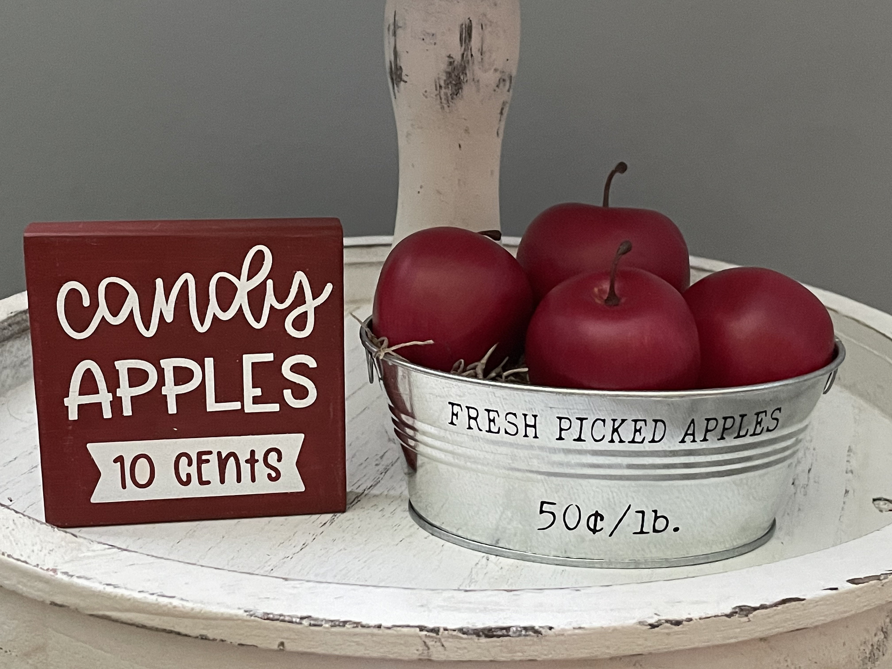Mini Metal Oval Apple Bucket Apples Tiered Tray Decor Metal - Etsy
