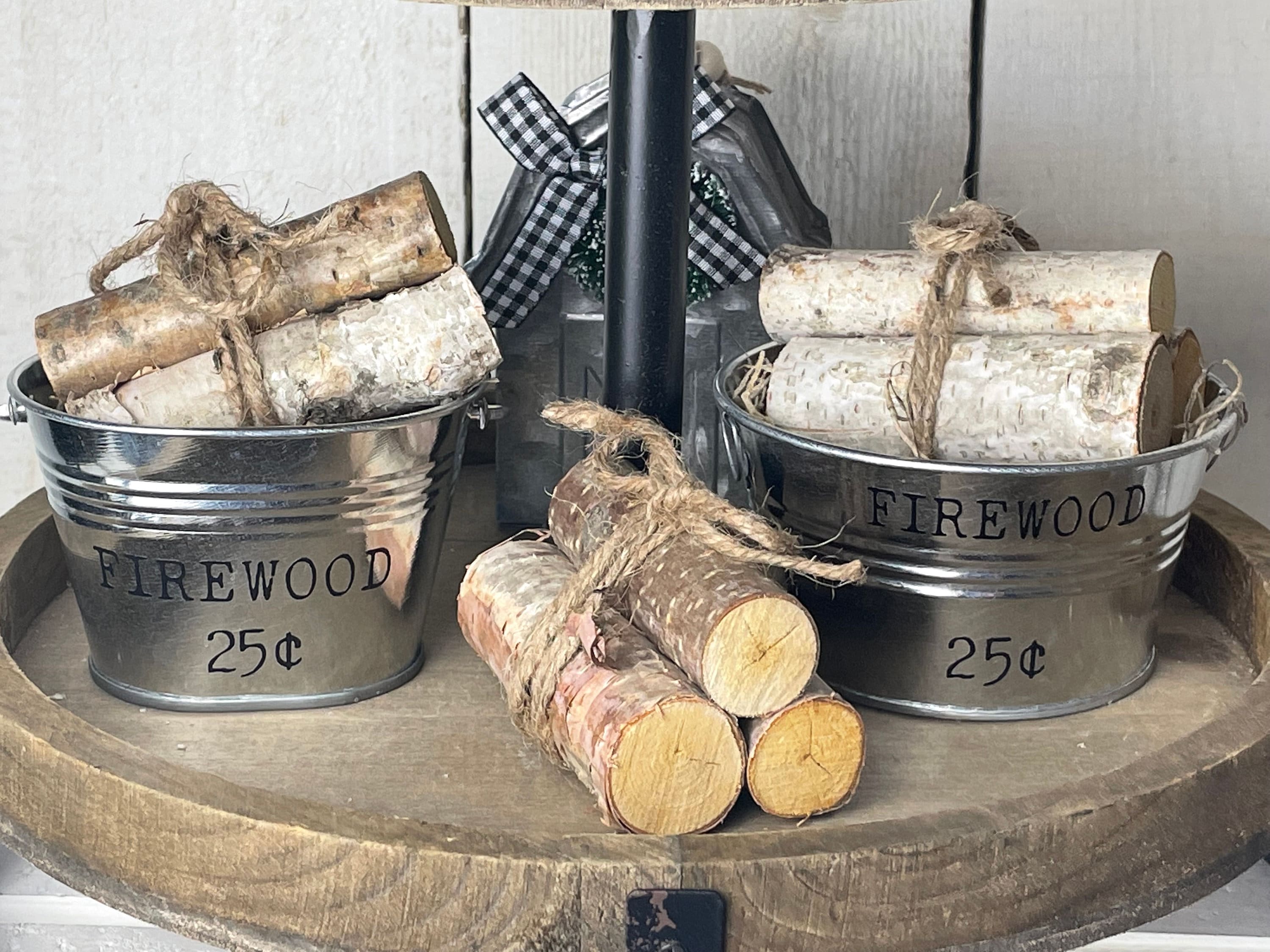 Mini Metal Log Bucket Firewood Mini Metal Bucket Rustic Logs - Etsy