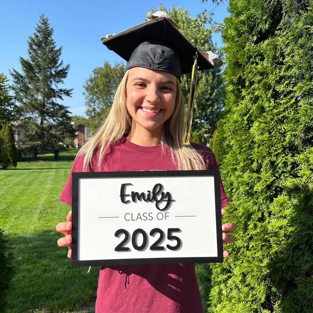Class of 2025 Personalized Graduation Wood Sign, Framed Graduation ...