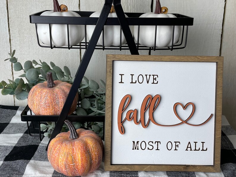 I Love Fall Sign Fall 3D Laser Cut Sign 3D Framed Sign 3D - Etsy