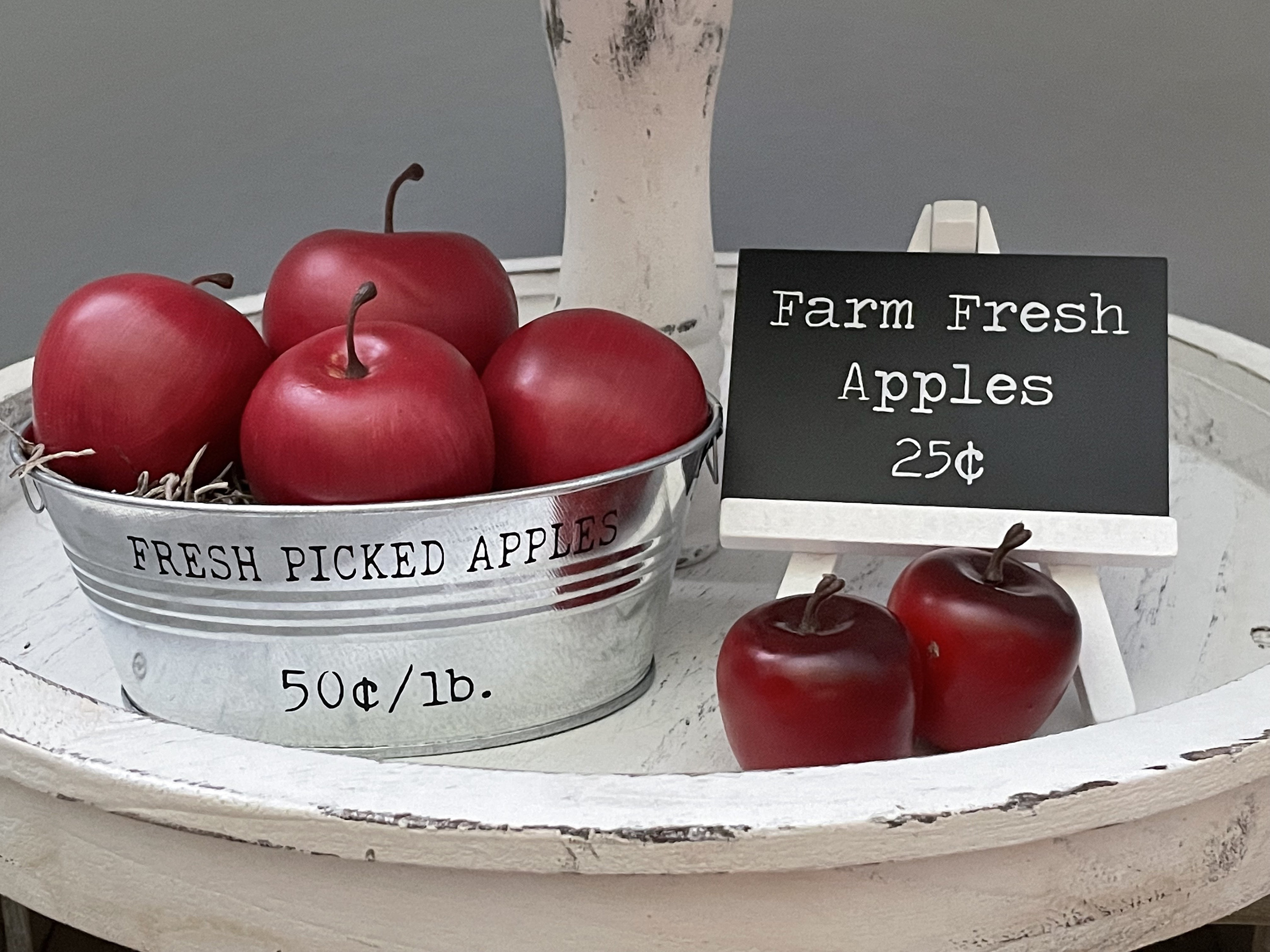 Mini Metal Oval Apple Bucket Apples Tiered Tray Decor Metal - Etsy