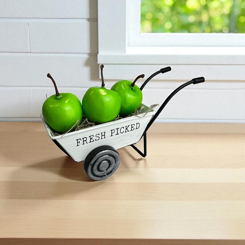 Mini Metal Apples Wheelbarrow Tiered Tray Decor, Fall Tiered Tray ...