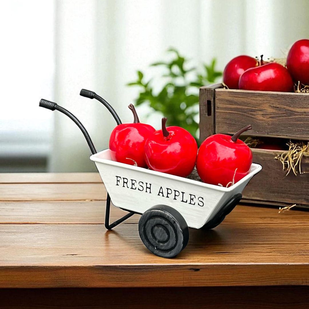 Mini Metal Apples Wheelbarrow Tiered Tray Decor, Fall Tiered Tray ...