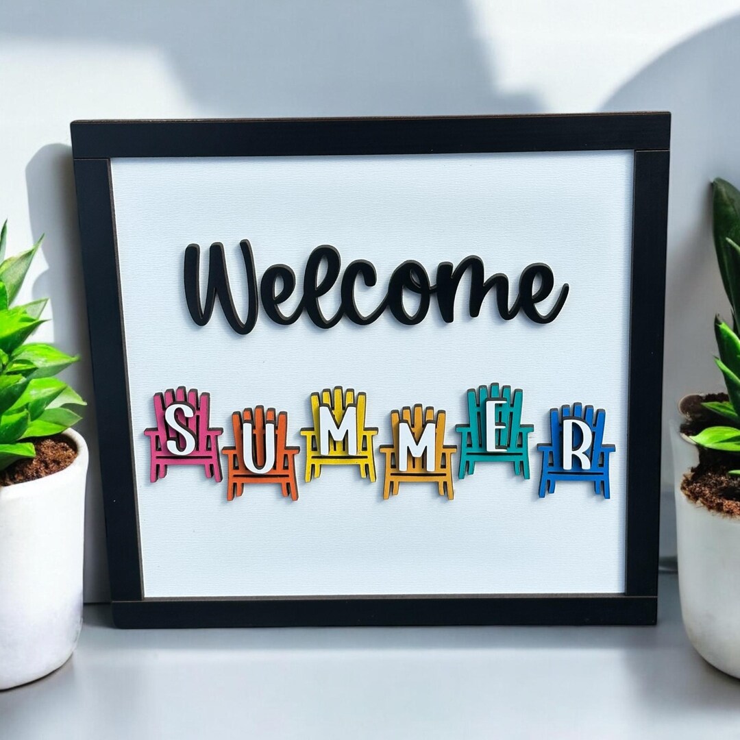 Welcome Summer Sign, Hello Summer, Adirondack Chairs, Summer Tabletop ...