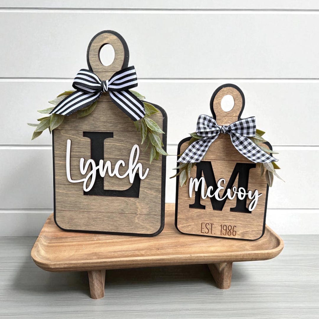 Monogram Decorative Cutting Board, 3D Laser Cut Sign, Farmhouse Tiered ...