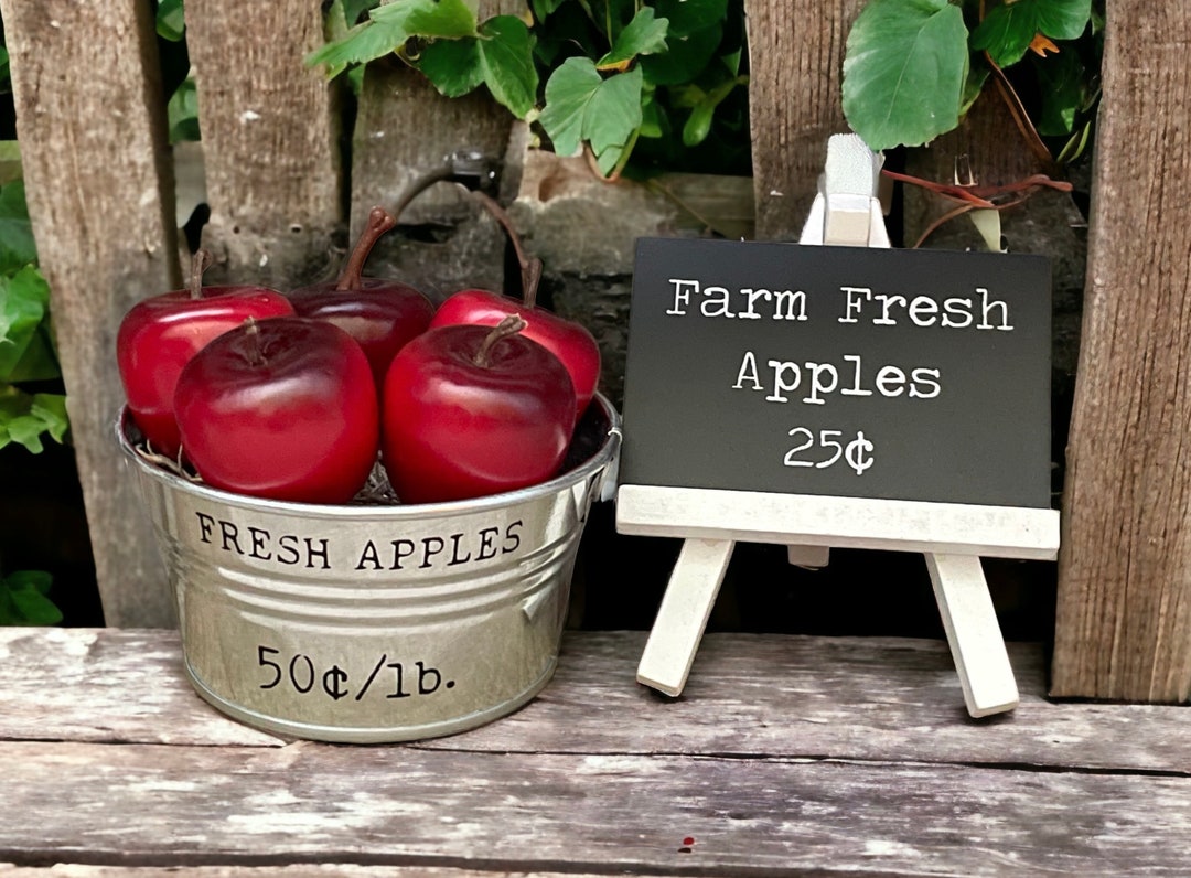 Mini Metal Apple Bucket, Apples Tiered Tray Decor, Metal Tiered Tray ...