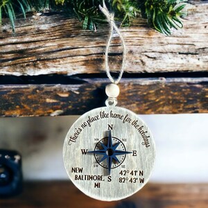 Compass Home Personalized Ornament, Laser Cut Wood Engraved, New Home ...
