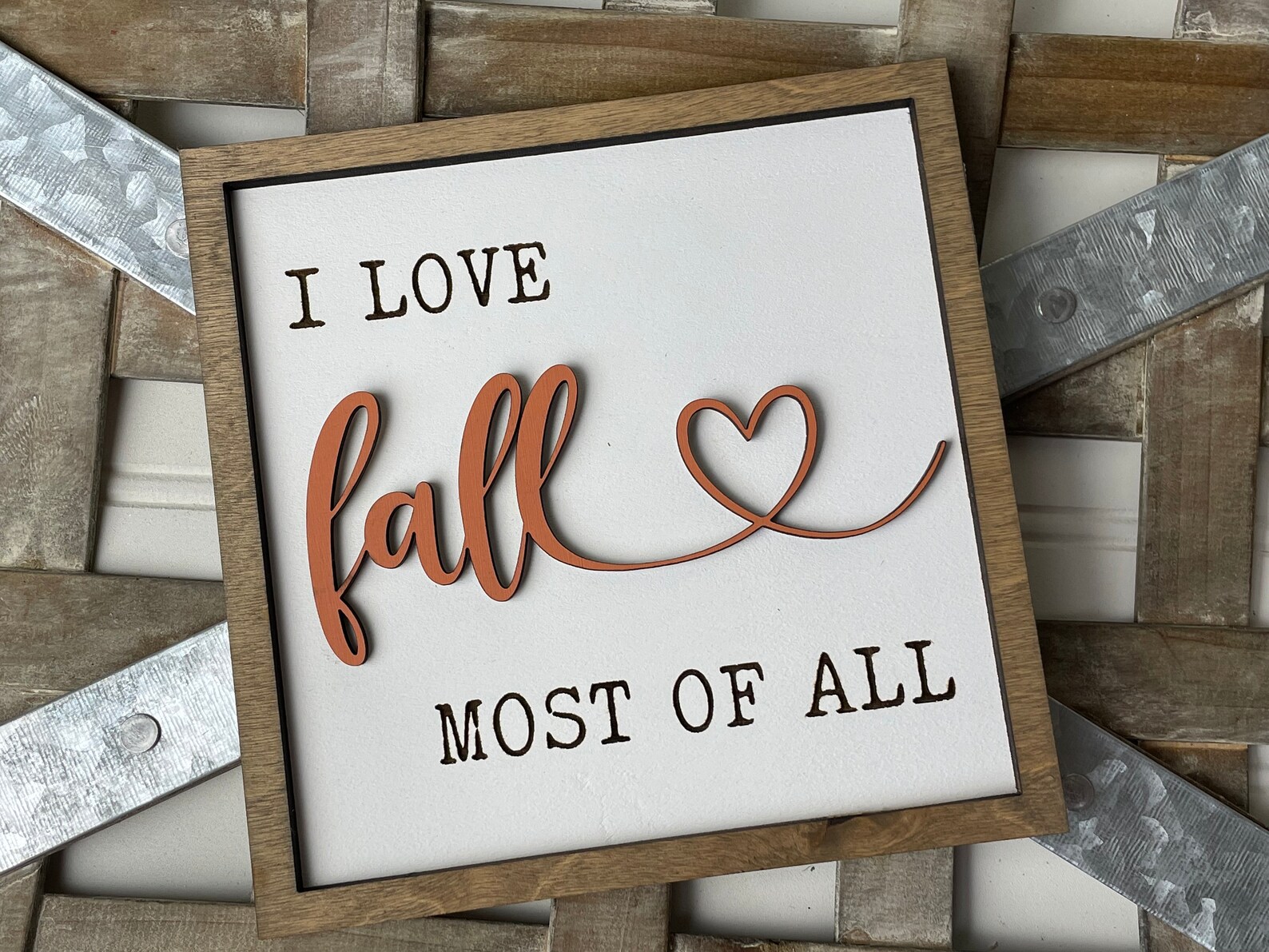 I Love Fall Sign Fall 3D Laser Cut Sign 3D Framed Sign 3D - Etsy