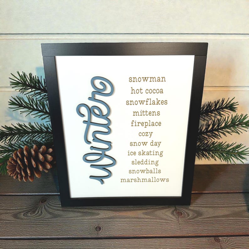 Winter Word Art Sign, Rustic Winter Home Decoration, Cozy Farmhouse ...