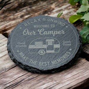 Our Camper Slate Coasters, Camping Themed Coasters, Laser Engraved ...