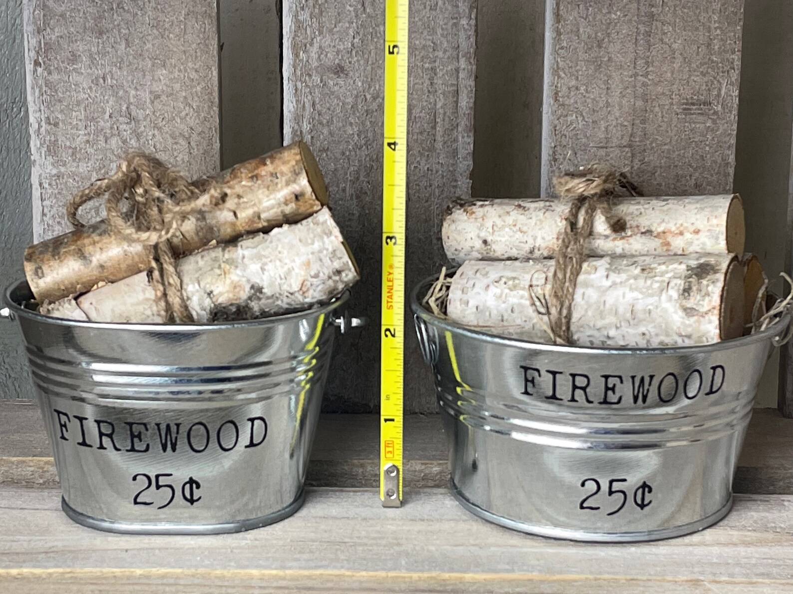 Mini Metal Log Bucket Firewood Mini Metal Bucket Rustic Logs - Etsy