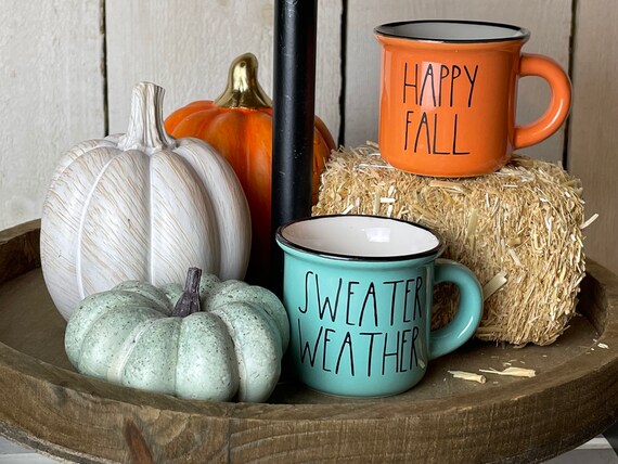 Mini Ceramic Fall Mug Tiered Tray Decor Fall Mini Mug Fall - Etsy