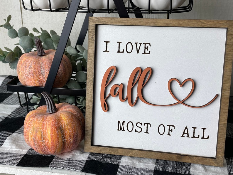 I Love Fall Sign Fall 3D Laser Cut Sign 3D Framed Sign 3D - Etsy