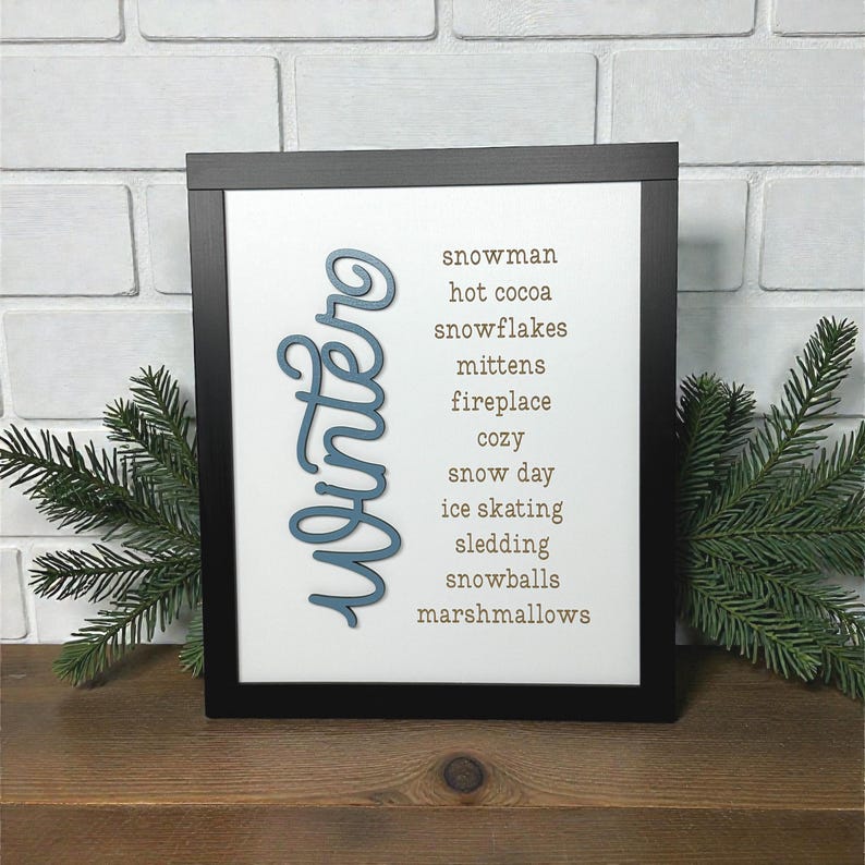 Winter Word Art Sign, Rustic Winter Home Decoration, Cozy Farmhouse ...