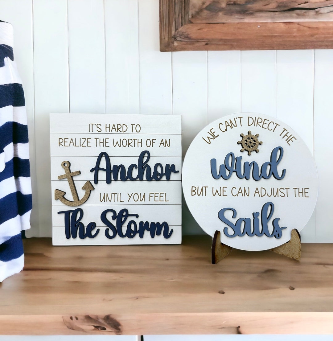 Nautical Tiered Tray Set, Inspirational Quote 3D Wood Signs, Laser Cut ...
