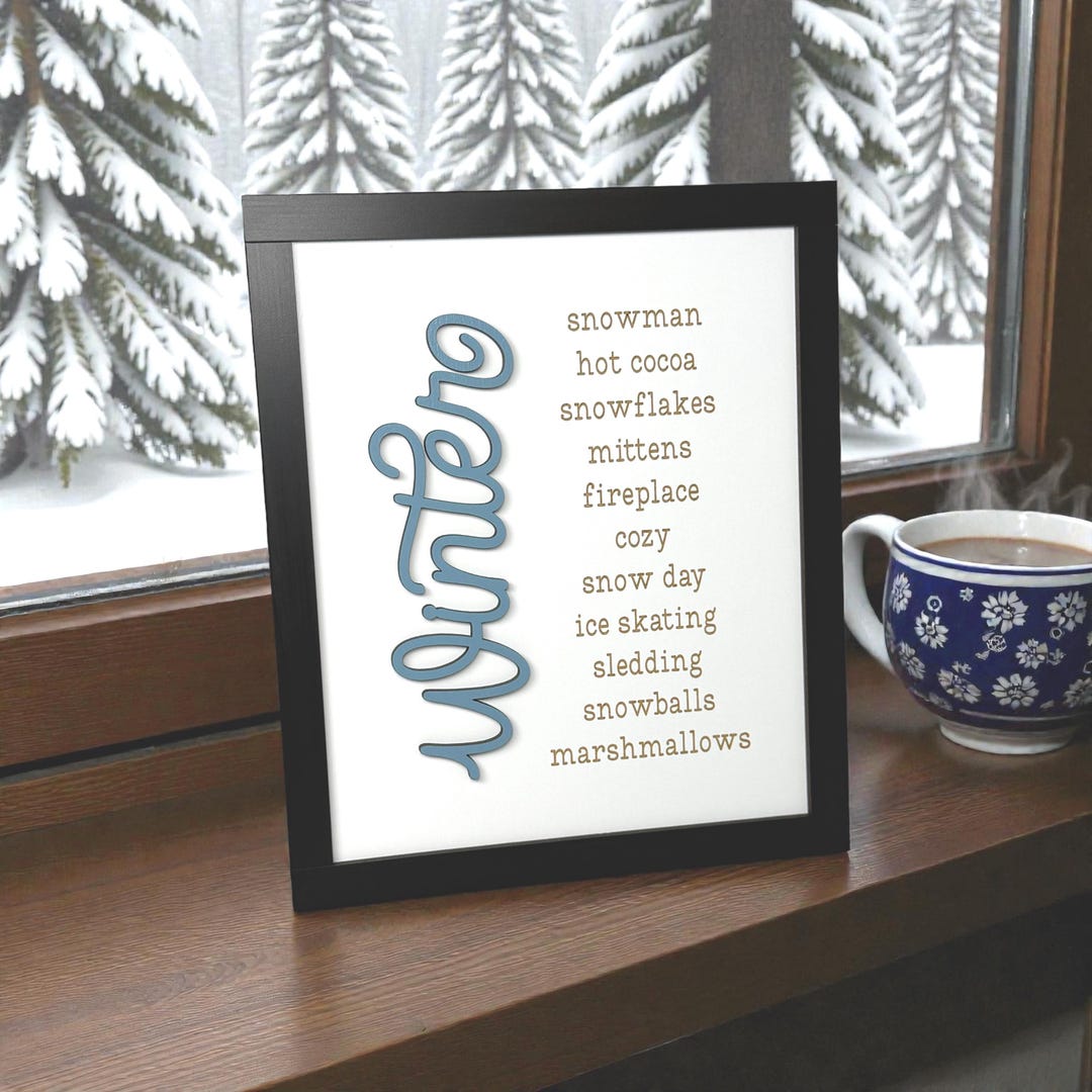Winter Word Art Sign, Rustic Winter Home Decoration, Cozy Farmhouse ...