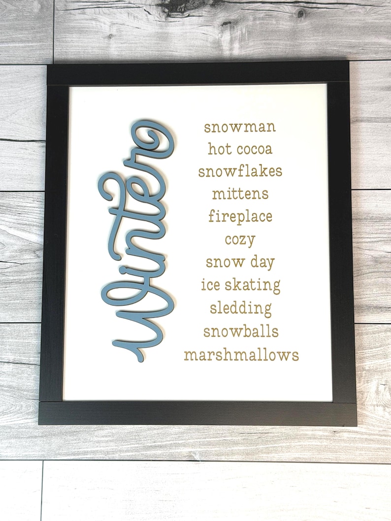 Winter Word Art Sign, Rustic Winter Home Decoration, Cozy Farmhouse ...
