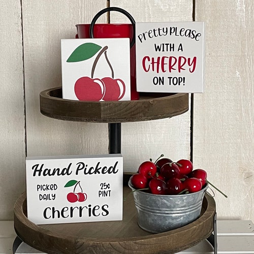 Cherry Sign Cherry Decor Hand Painted Cherry Sign Cherries - Etsy