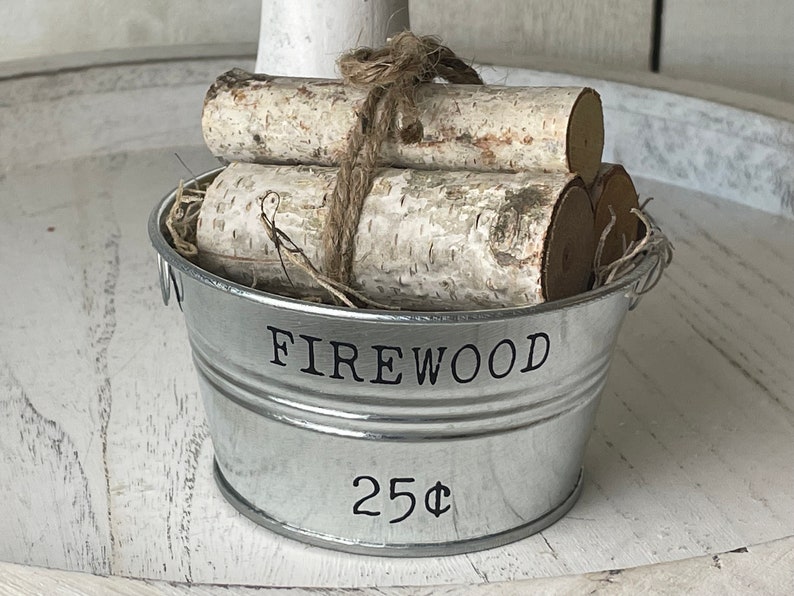 Mini Metal Log Bucket Firewood Mini Metal Bucket Rustic Logs - Etsy