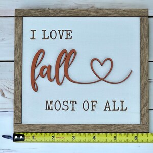 I Love Fall Sign, Fall 3D Laser Cut Sign, 3D Framed Sign, 3D Sign, I ...