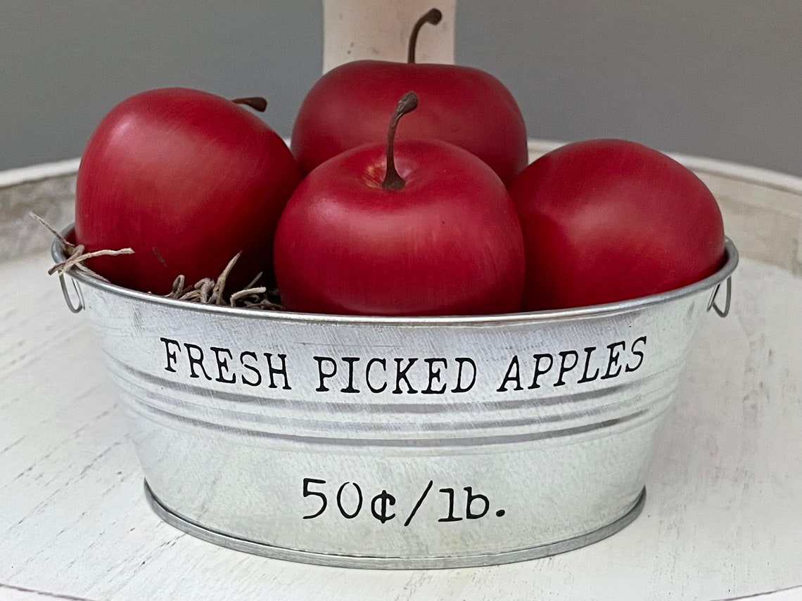 Mini Metal Oval Apple Bucket Apples Tiered Tray Decor Metal - Etsy