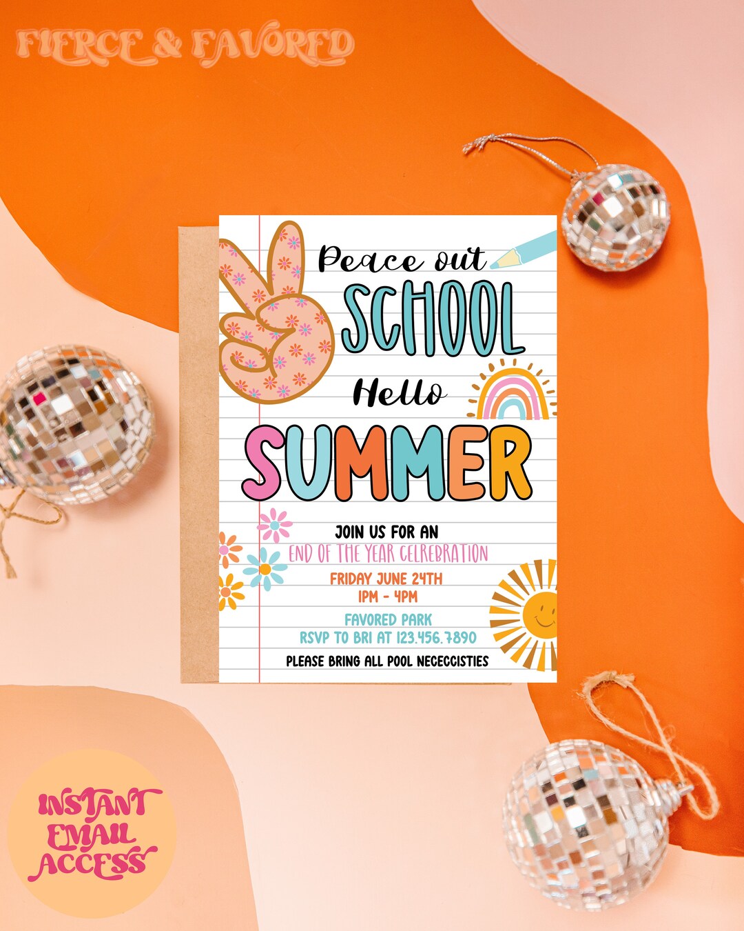 End of School Summer Party Invitation (digital Download) - Etsy