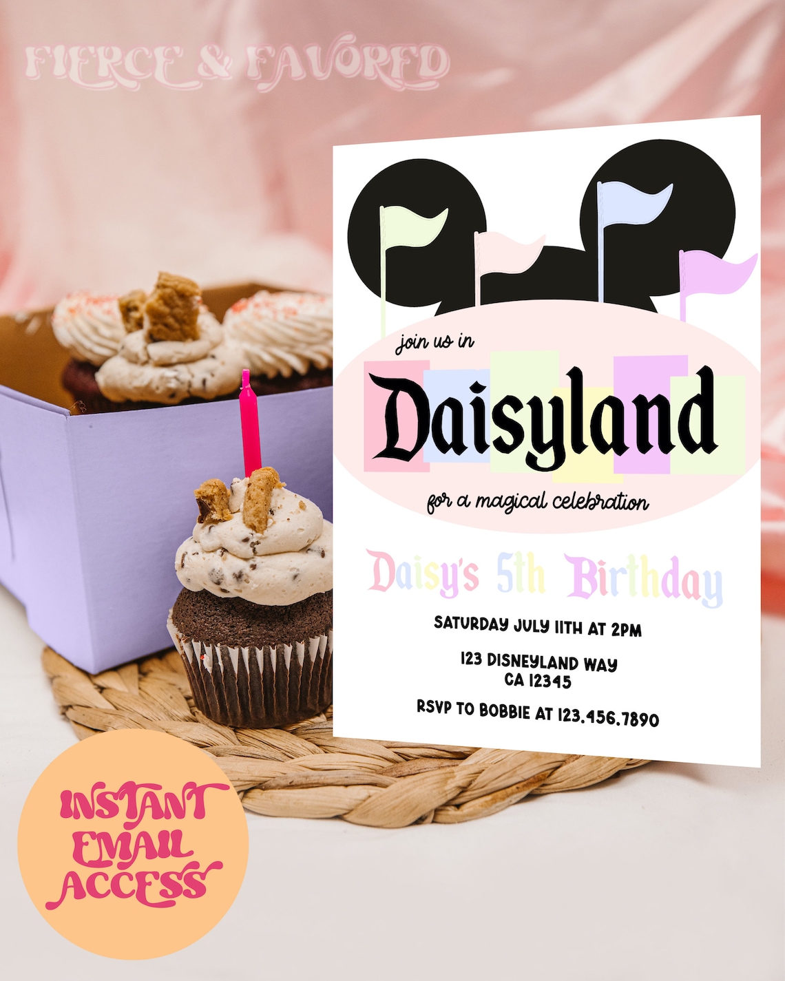 Disneyland Inspired Birthday Invite | Retro Disneyland Birthday Party ...