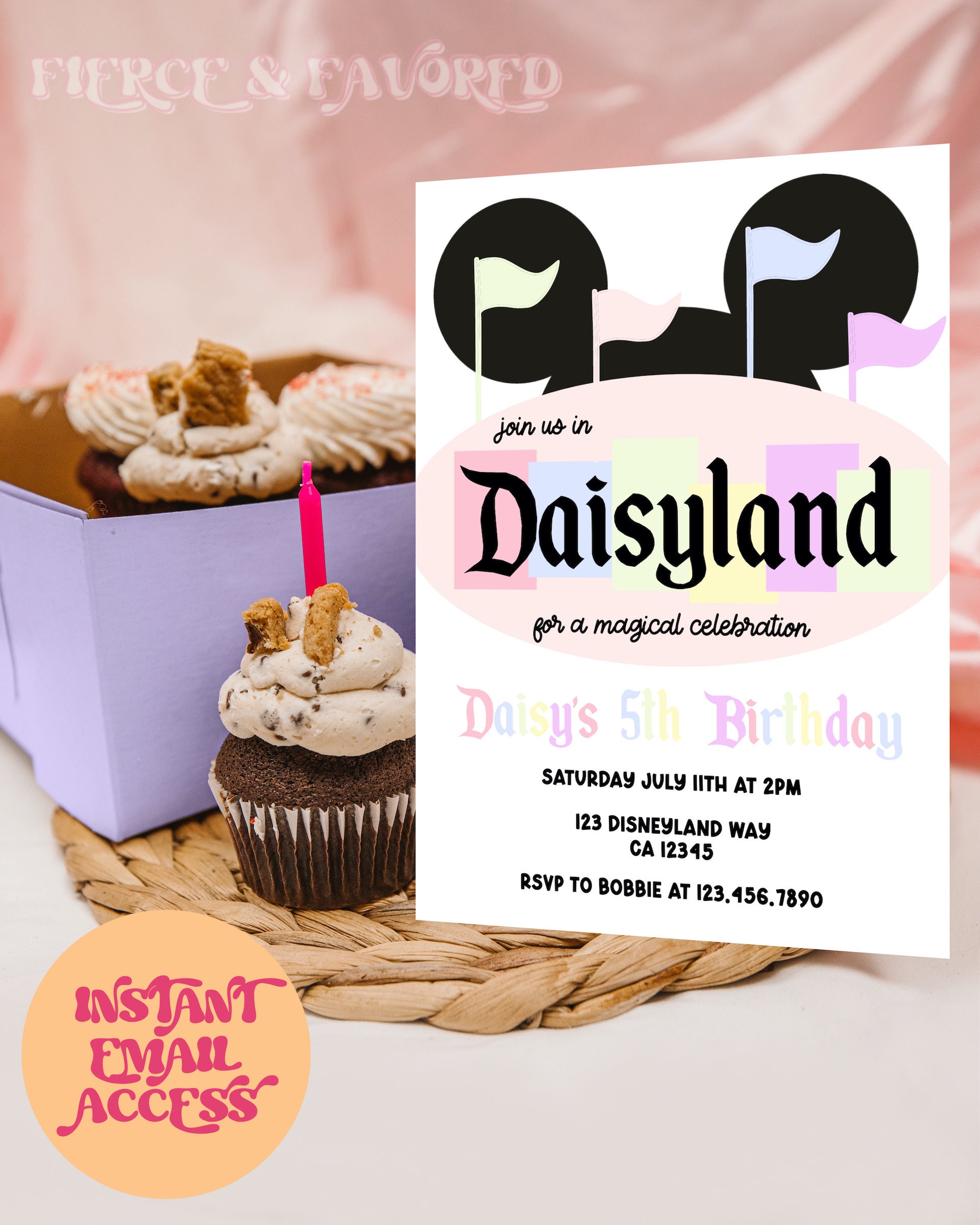 Disneyland Inspired Birthday Invite | Retro Disneyland Birthday Party ...