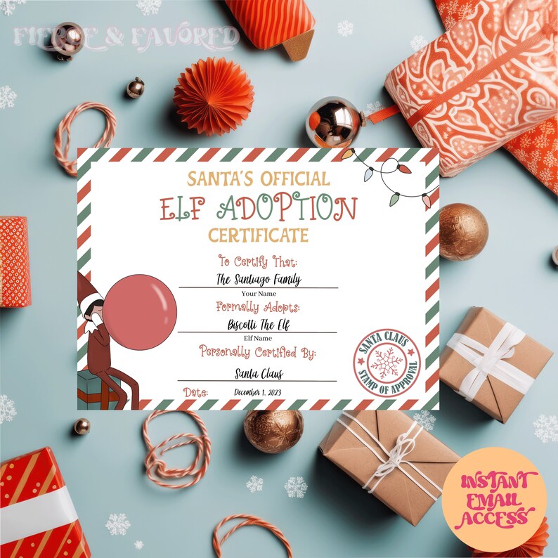 Elf Adoption Certificate | Christmas Shelf Elf Certificate | Editable ...