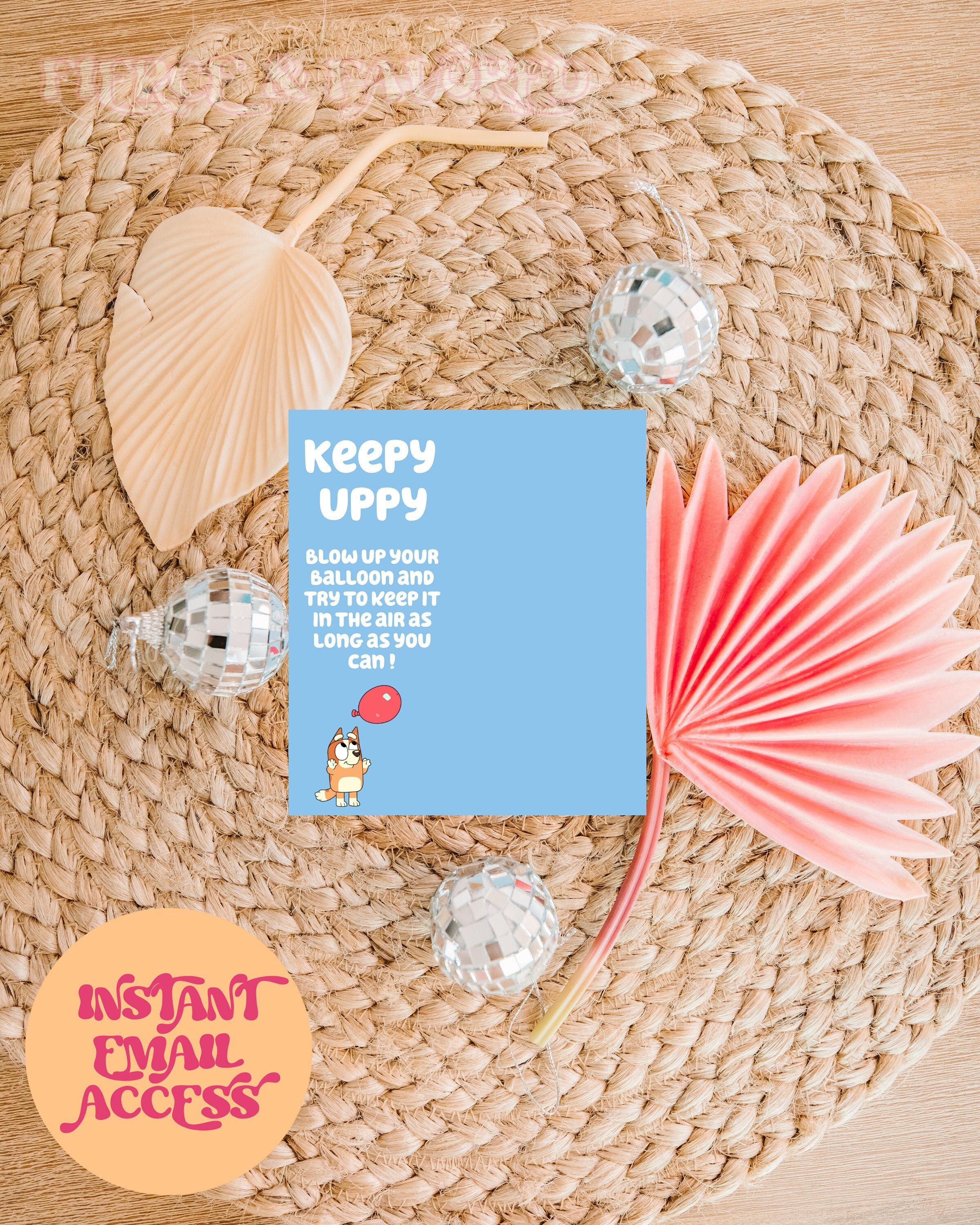 Keepy Uppy Balloon Favor Tag Blue Dog Keepy Uppy Blue Dog Inspired ...