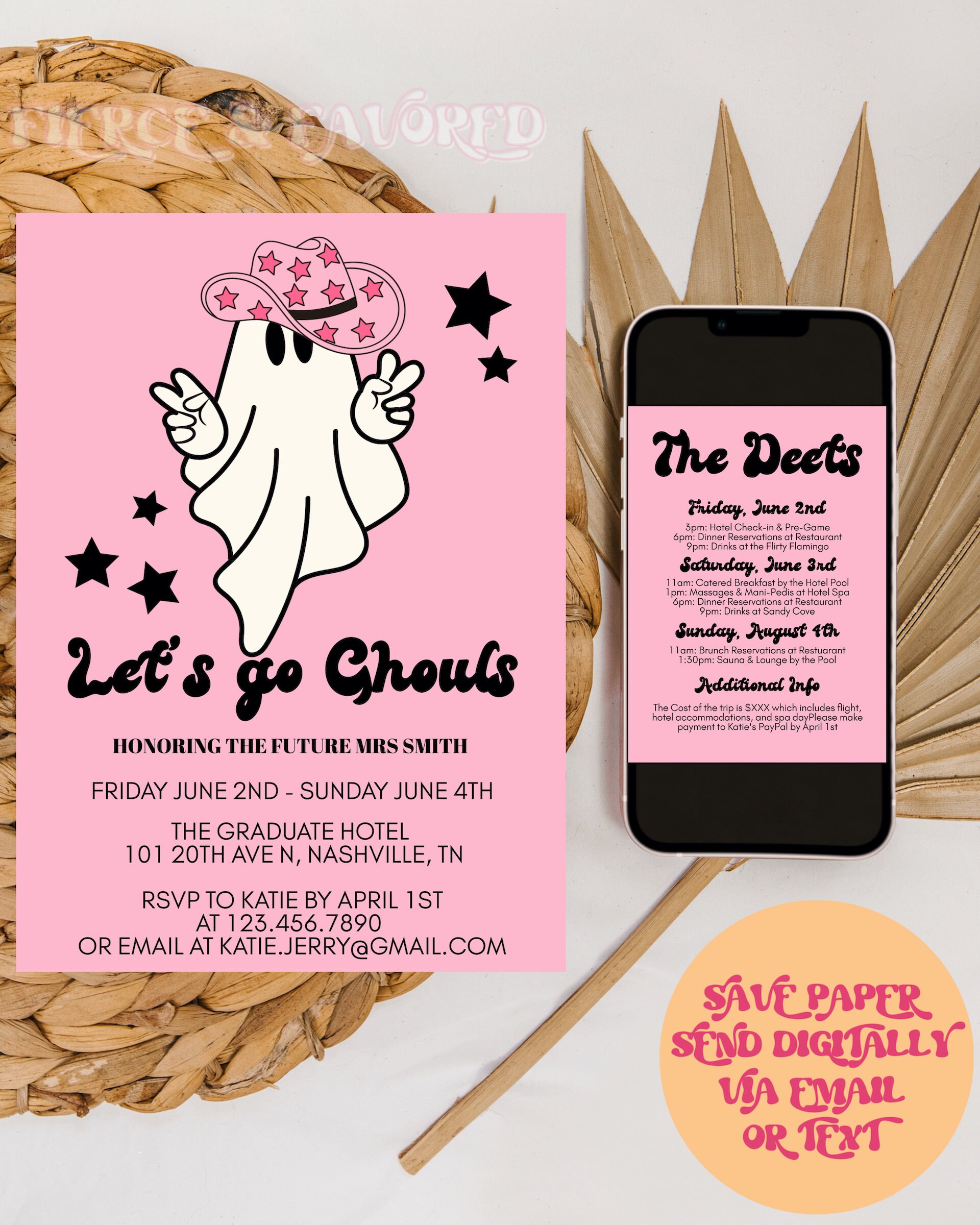 Let's Go Ghouls Bachelorette Weekend Invitation | Ghost Cowgirl ...