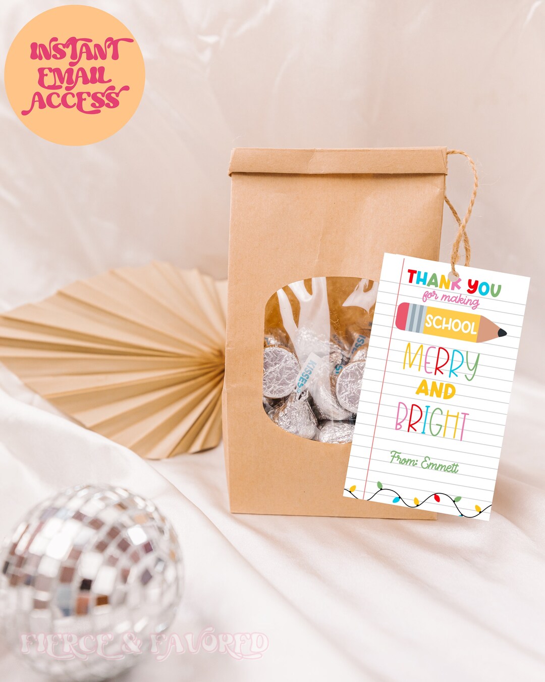 Christmas School Gift Tag: Teacher/student Thank You (digital Download ...
