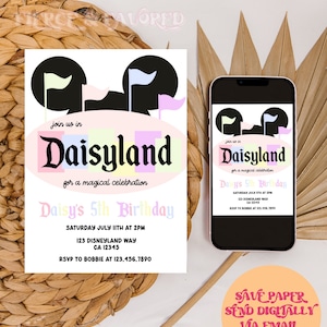 Disneyland Inspired Birthday Invite | Retro Disneyland Birthday Party ...