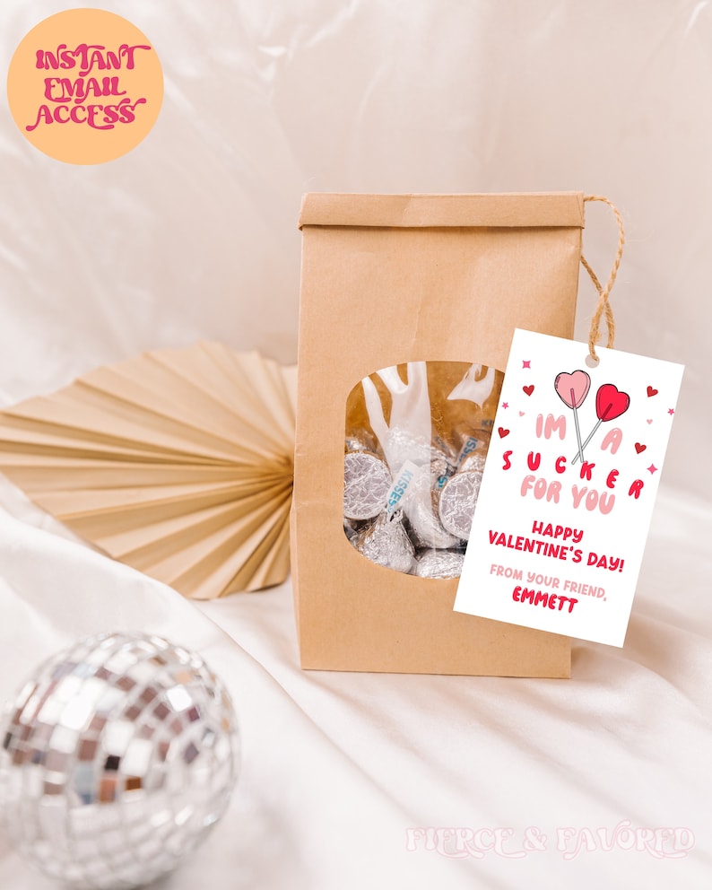 Im a Sucker for You Valentines Day Gift Tag | Printable Valentine Tag ...