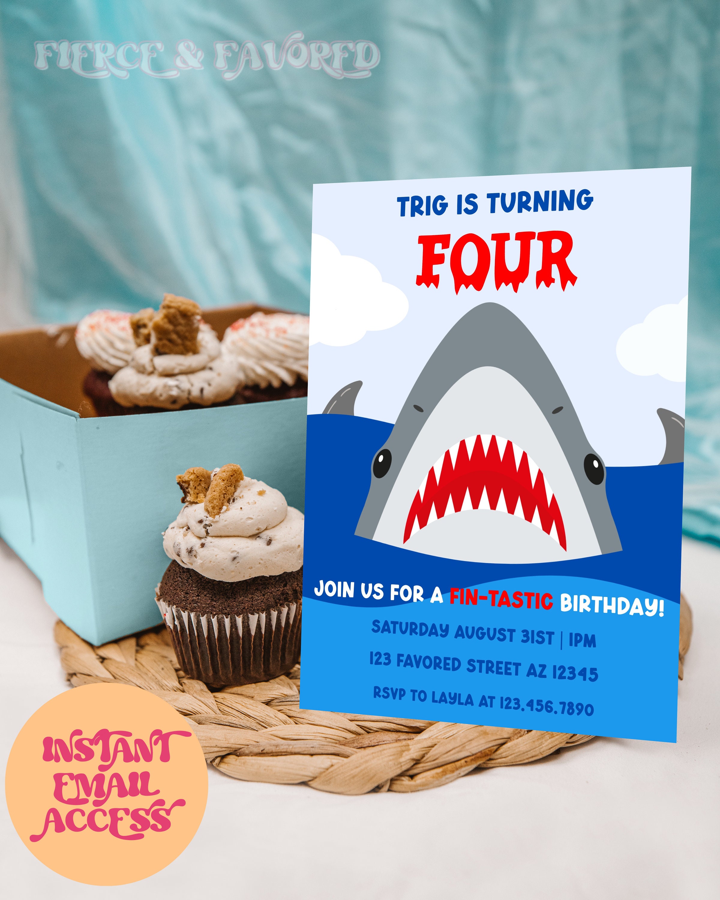 Shark Birthday Invitation | ANY AGE Shark Birthday Invite | Jaws Party ...