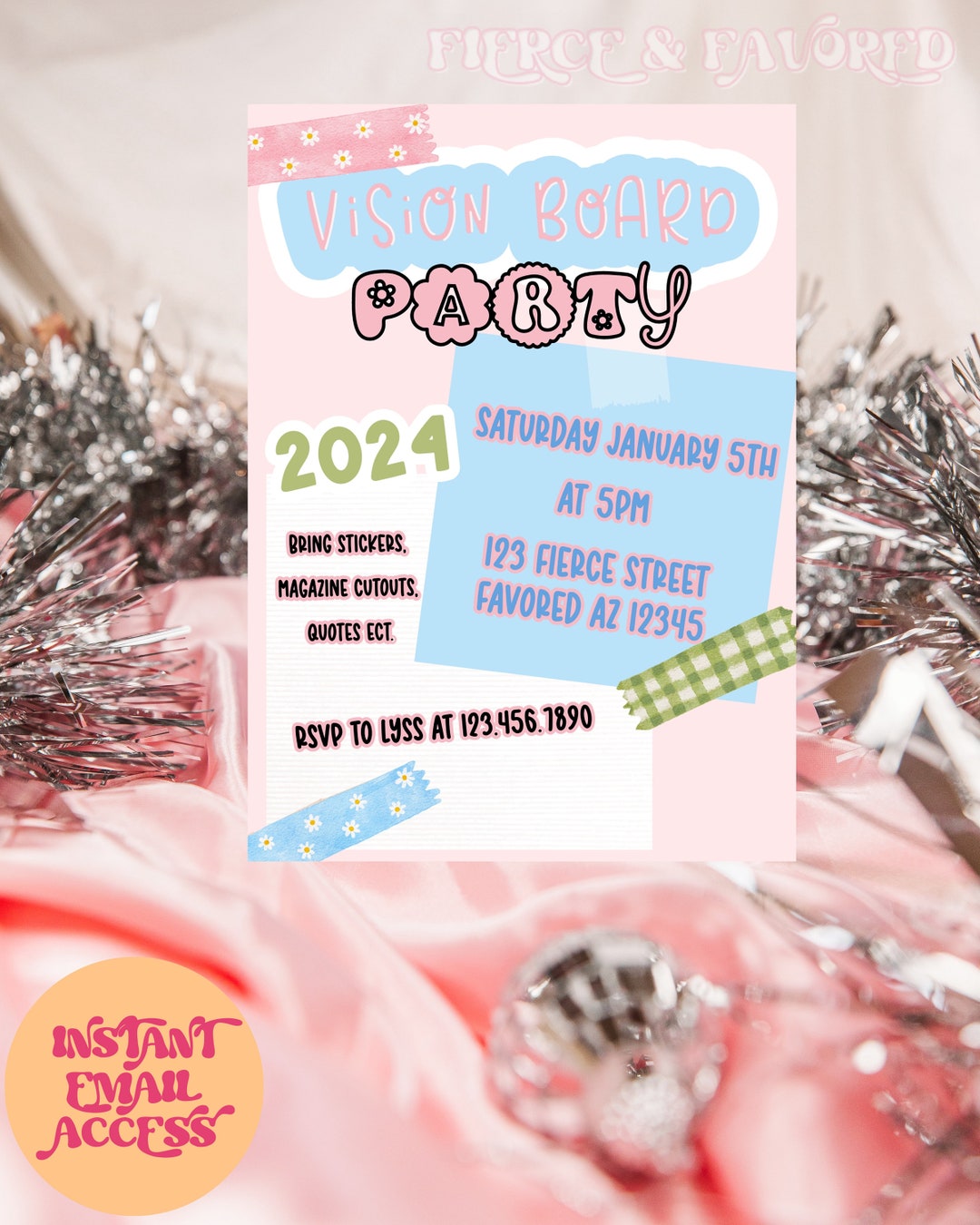 New Year Vision Board Party Invite Dream Board Party Invite - Etsy