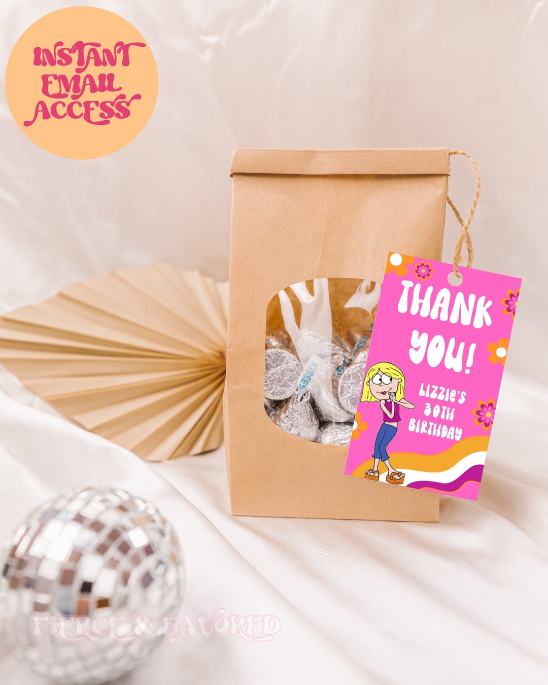 Lizzie Mcguire Inspired Favor Tag | Lizzie Themed Thank You | ANY AGE ...