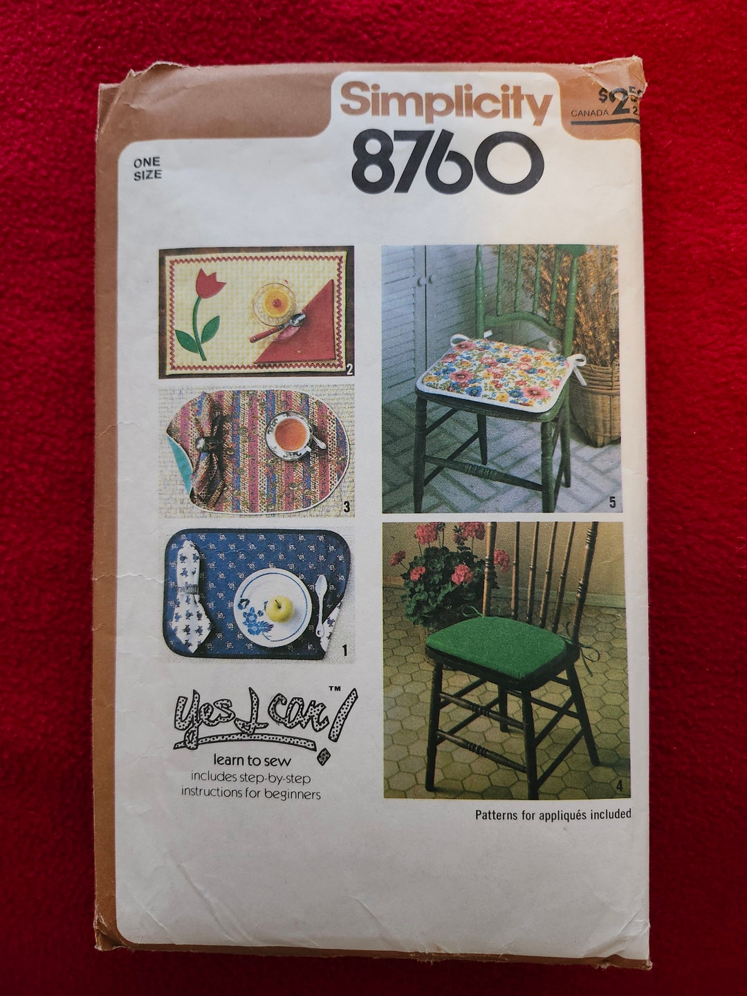 Simplicity 8760: Chair Pads, Napkins, and Reversible Place Mats, One ...