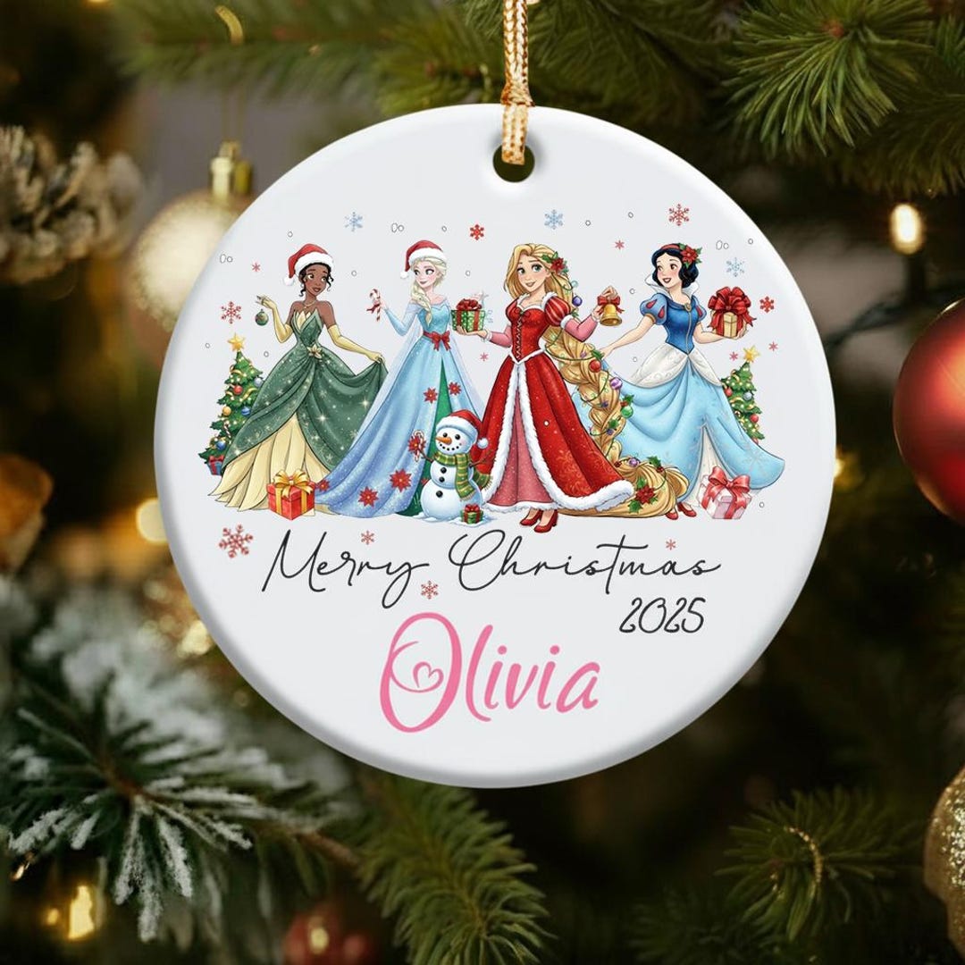 Personalized Disney Princess Ceramic Round Ornament, Princess Ornament ...