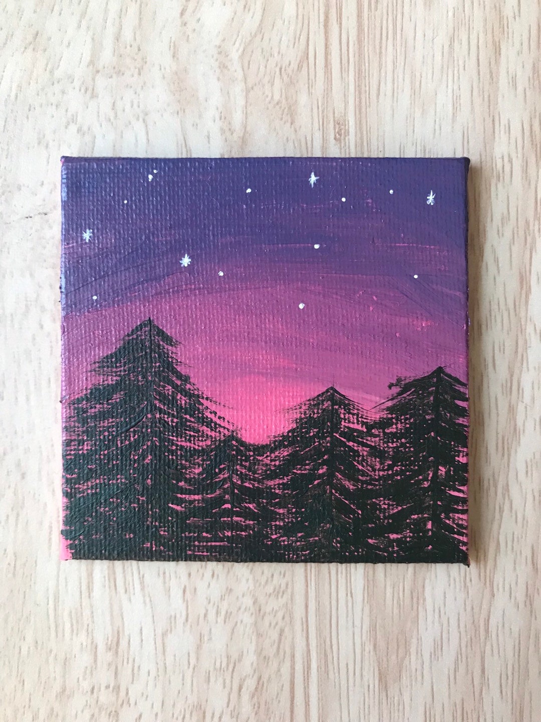 Sunset Tree-line - Acrylic Painting - Etsy