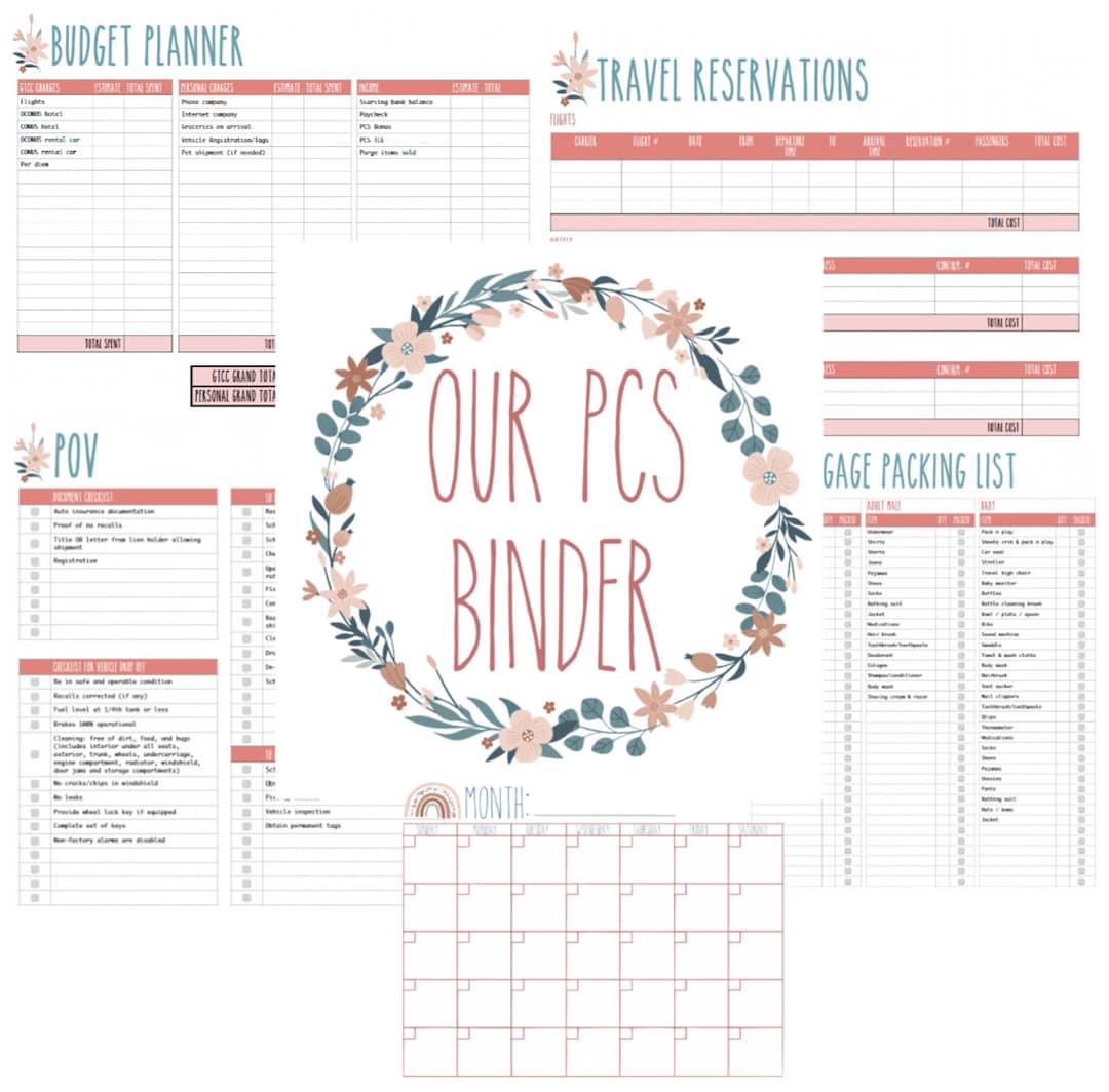 OCONUS to CONUS Comprehensive Boho Style Customizable PCS Binder for ...