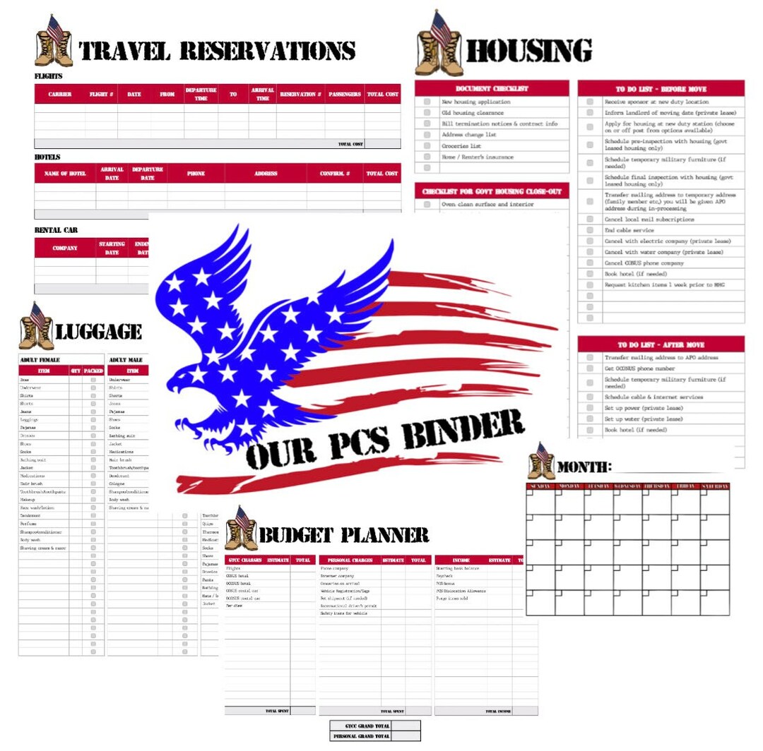 OCONUS to CONUS Comprehensive Patriotic Style Customizable PCS Binder ...