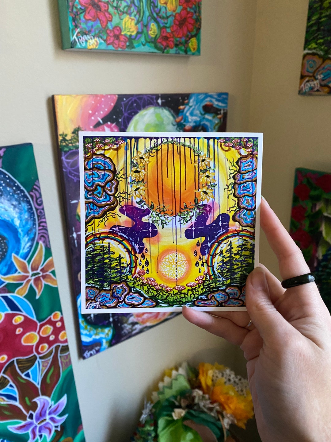 Dripping Sun 5x5 Heavy Card Stock Art Prints - Etsy