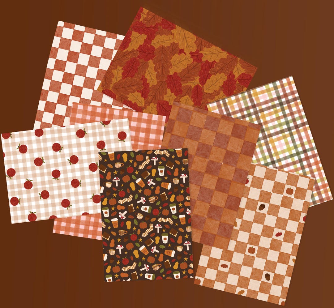 Autumnal Crafting Papers / 8 Sheets of Patterned Craft Papers / Journal ...