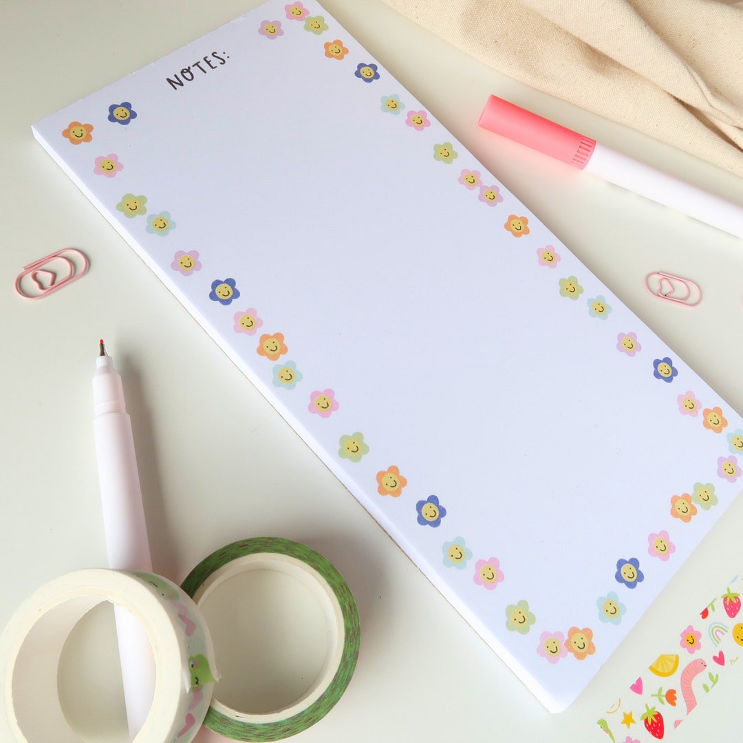 Smiley Flower List Pad, Cute To-do Notepad (DL Size) - Etsy