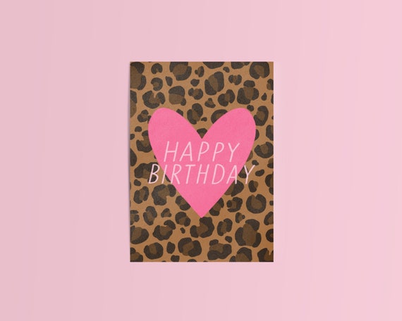 Leopard Print Happy Birthday Vector Greeting Card Happy Birthday With