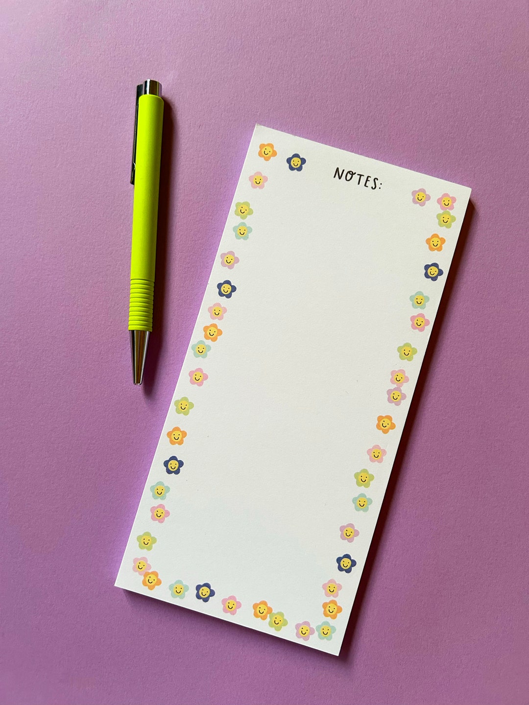 Smiley Flowers List Pad / Cute to Do List / Diary / Notepad / - Etsy